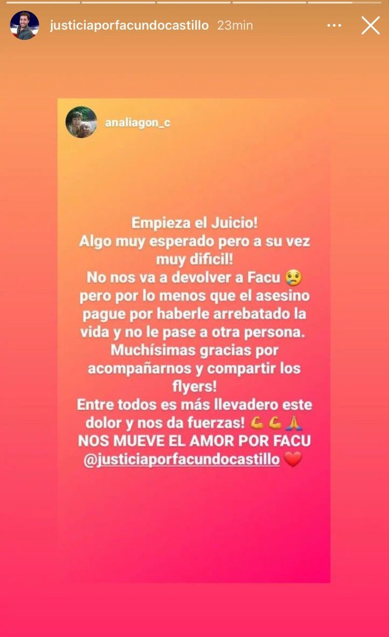 A horas del juicio por el crimen de Facundo Castillo: Que el asesino pague