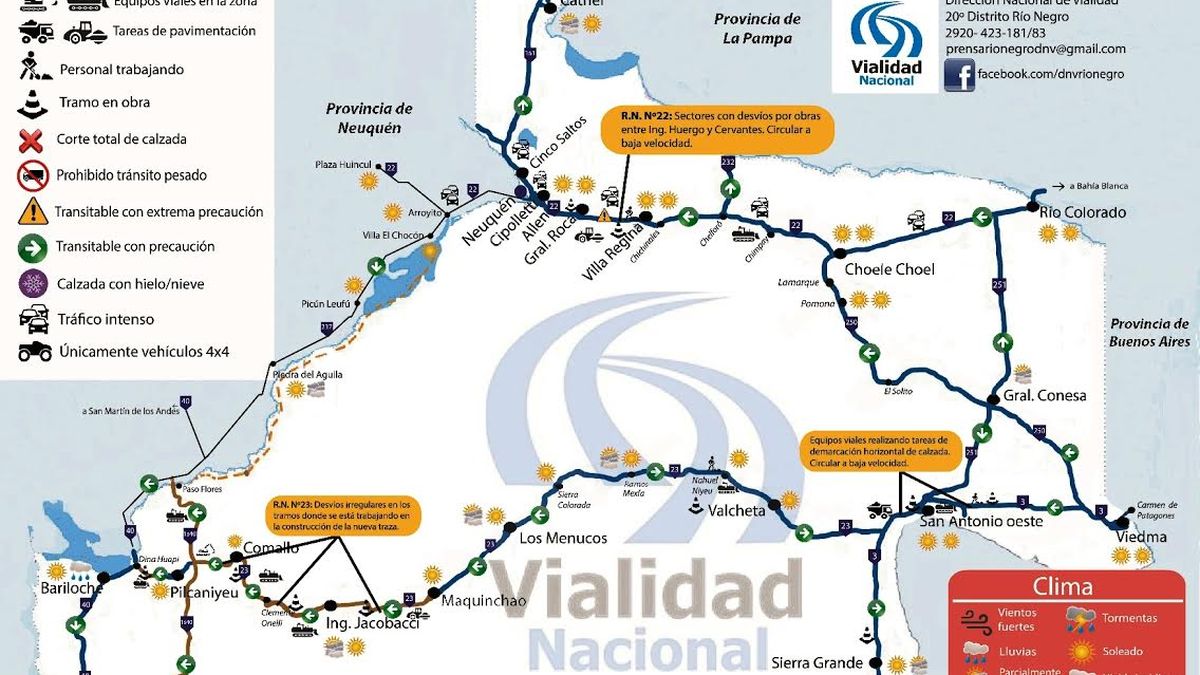 Parte de transitabilidad de las rutas nacionales de la provincia