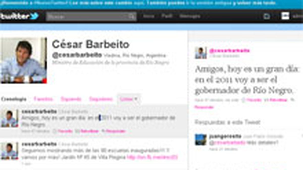 Barbeito por Twitter: “En el 2011 voy a ser el gobernador de Río Negro”